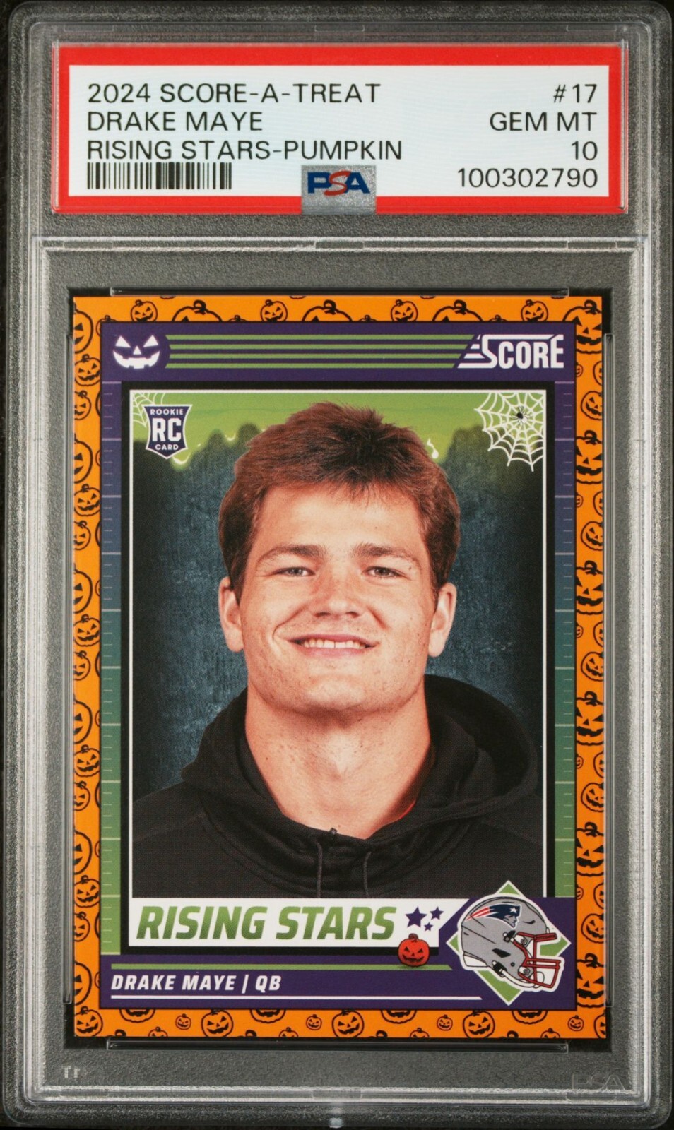 Drake Maye 2024 Panini Score-A-Treat Rookie RC #17 Rising Stars Pumpkin ...