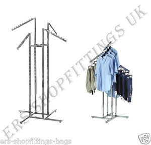 HEAVY DUTY 4 WAY WATERFALL CLOTHES RAIL SHOP DISPLAY GARMENT RACK FLOOR ...