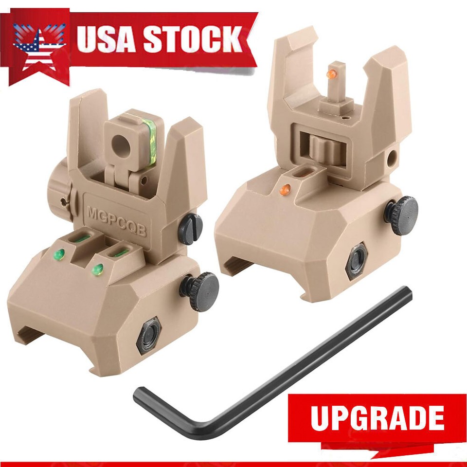 Foldable Iron Sights Flip-up Front and Rear Sight Fiber Optics Dual ...