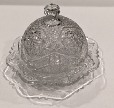 Vintage Etched Glass Covered Cosmos La Rochelle 474 Covered Dome Butter ...
