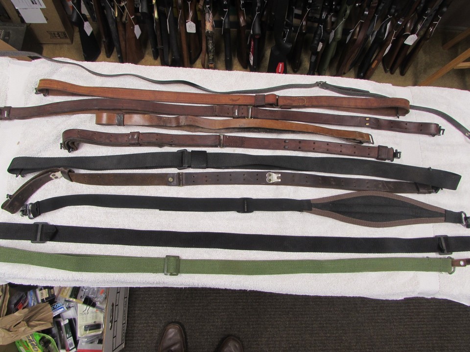 vintage leather rifle gun slings 10 slings various makes, some with ...