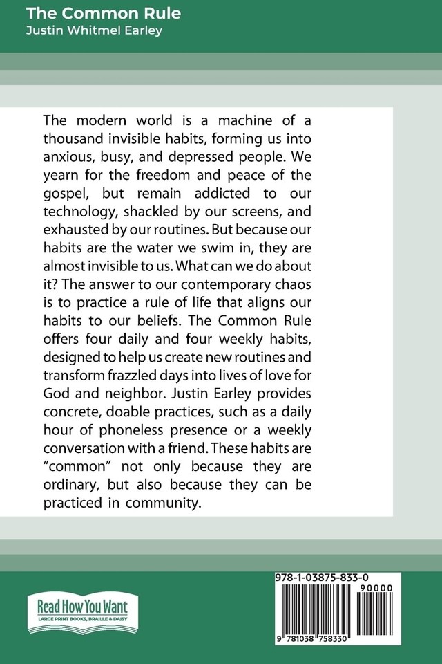 Justin Whitmel Earley The Common Rule (Tascabile) | eBay