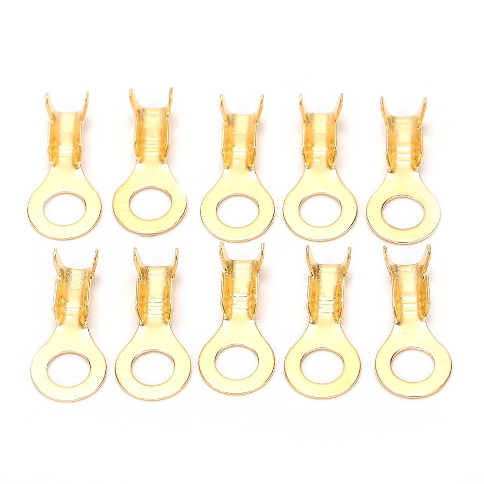 100PCs Lug Ring Terminals Brass Cold Pressed Cable Crimp Ends Connector ...