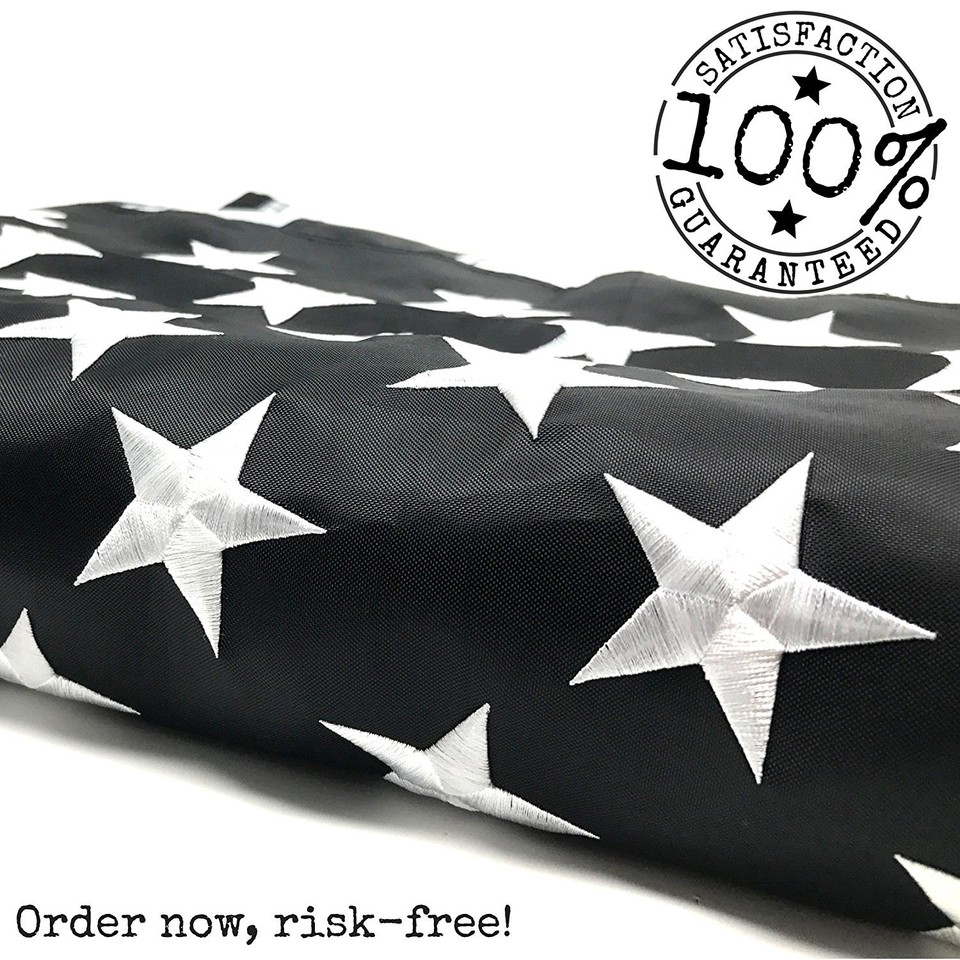 Thin Blue Line Flag: 100% US Made 3x5 ft Embroidered Stars Sewn Stripes ...