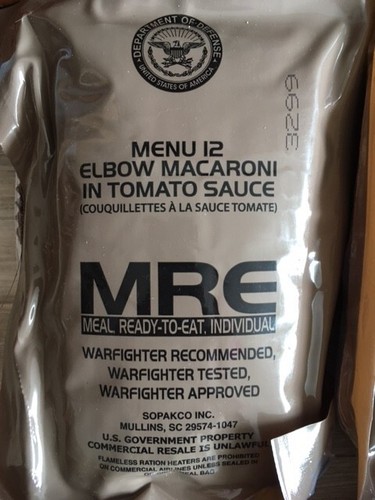 MRE Nr 12 Elbow Macaroni in Tomato Sauce, vegetarisch orig. Us Army ...