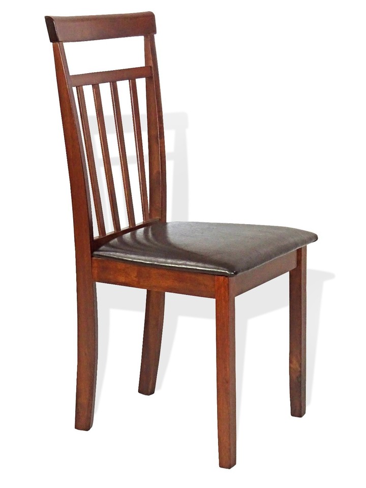 Rich Dining Chair Set 4 Piece Medium Brown Finish Solid Wood Padded ...