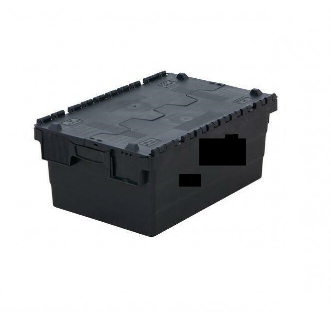 5 Recycled Plastic Storage Boxes Heavy Duty Eco Black Crates with Lids ...