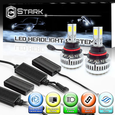 LED 90W 9000LM 6000K 6K White 3-Sided Headlight Kit Dual Hi Lo Bulbs ...