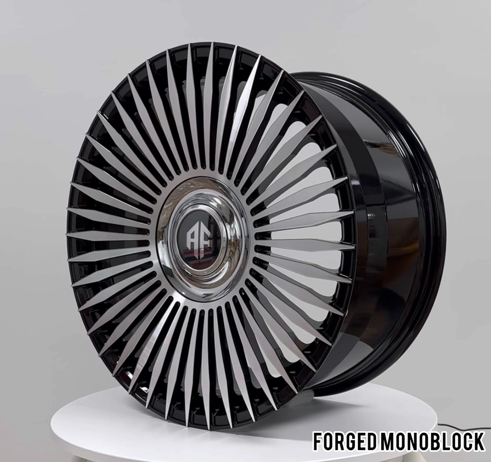 22x9.0" American Forged Multi Spoke Wheels Rims Black Machined 5x127 w ...