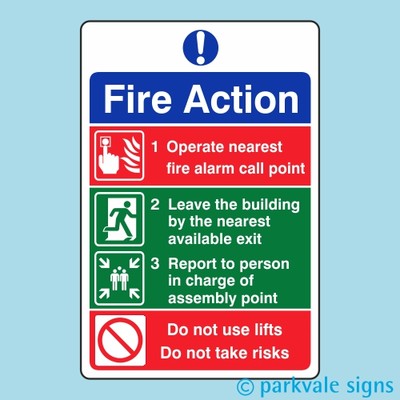 General Fire Action Sign (413) | eBay UK