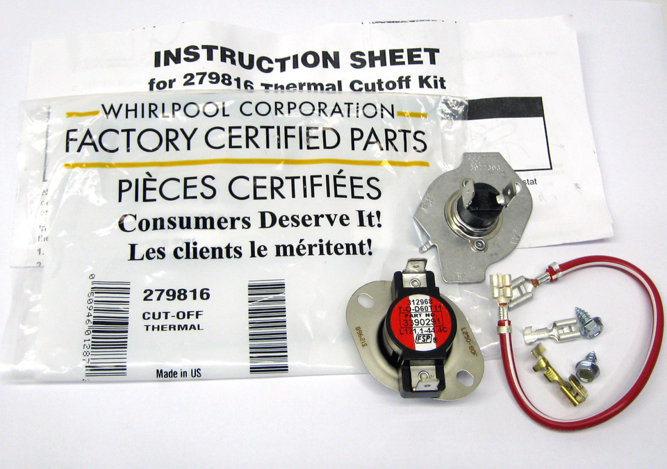 ERP Thermal Fuse & Thermostat Kit for Admiral AED4475TQ1 AED4475TQ0 ...