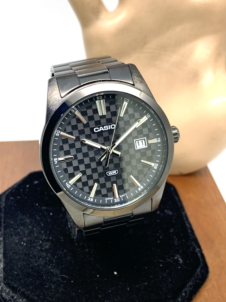 Casio Men's Watch MTP-VD03 Quartz Analog Black Dial Stainless Steel ...