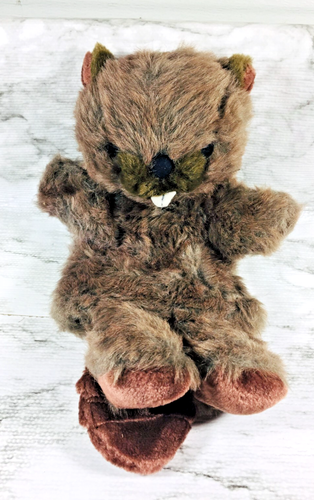 Vintage Hand Puppet Brown Beaver Plush Toy Animal 12" Moveable Arms | eBay