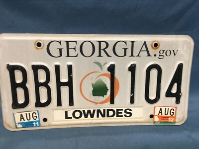 Georgia Lowndes County "Peach" License Plate BBH 1104 | eBay