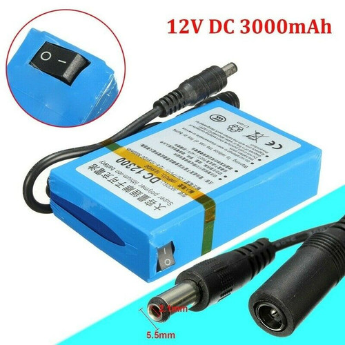 12V DC-12300 3000mAh Portable MINI Rechargeable Li-ion Battery For CCTV ...