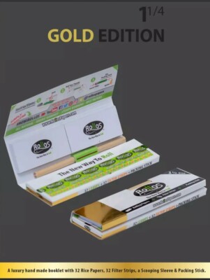 Rollos Gold 1 1/4*79mm Rice Rolling Papers Kit/Filters/Stick/Scoop(5 ...