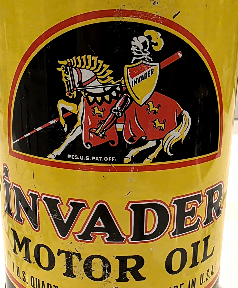 Vintage INVADER Motor Oil 1 Qt. Can -- FULL -- One Quart -- Chas F ...