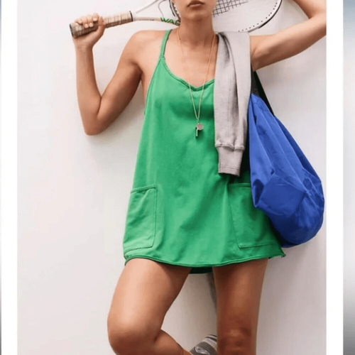 Free People Movement Hot Shot Mini Dress Tennis Romper Skort Green Sz ...