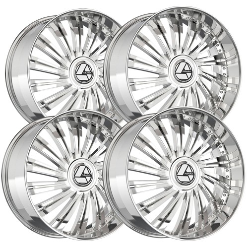 (Set of 4) Azara AZX-102 20x8.5 5x108/5x4.5" +35mm Chrome Wheels Rims ...