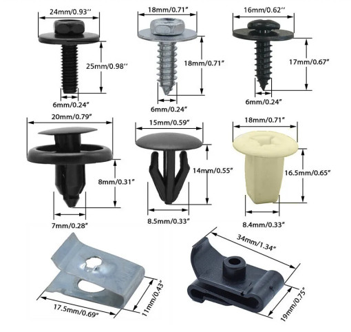 50Pcs Engine Splash Shield Fender Bumper Screw Clips Rivet Fastener For ...