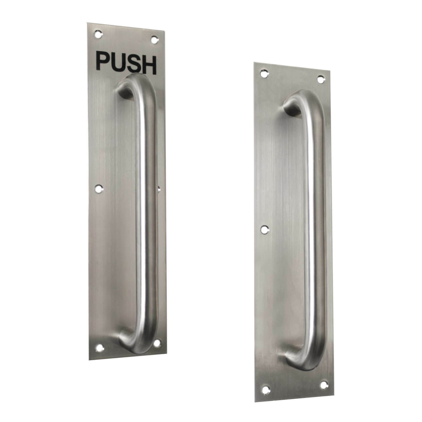 D HANDLE ON FINGER PLATE PUSH PULL 225mm 9" Brushed Stainless Steel ...