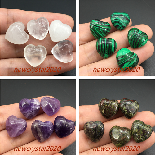 10pcs Natural mix quartz mini heart Carved Quartz Crystal pendant ...