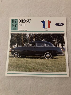 CARTE FICHE AUTO FORD SAF VEDETTE 1953 1954 | eBay