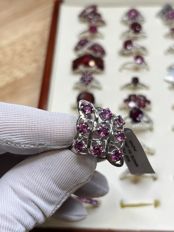 (50) .925 Sterling Silver Ring Lot! 171.8g Gemstones Garnet Ruby ...