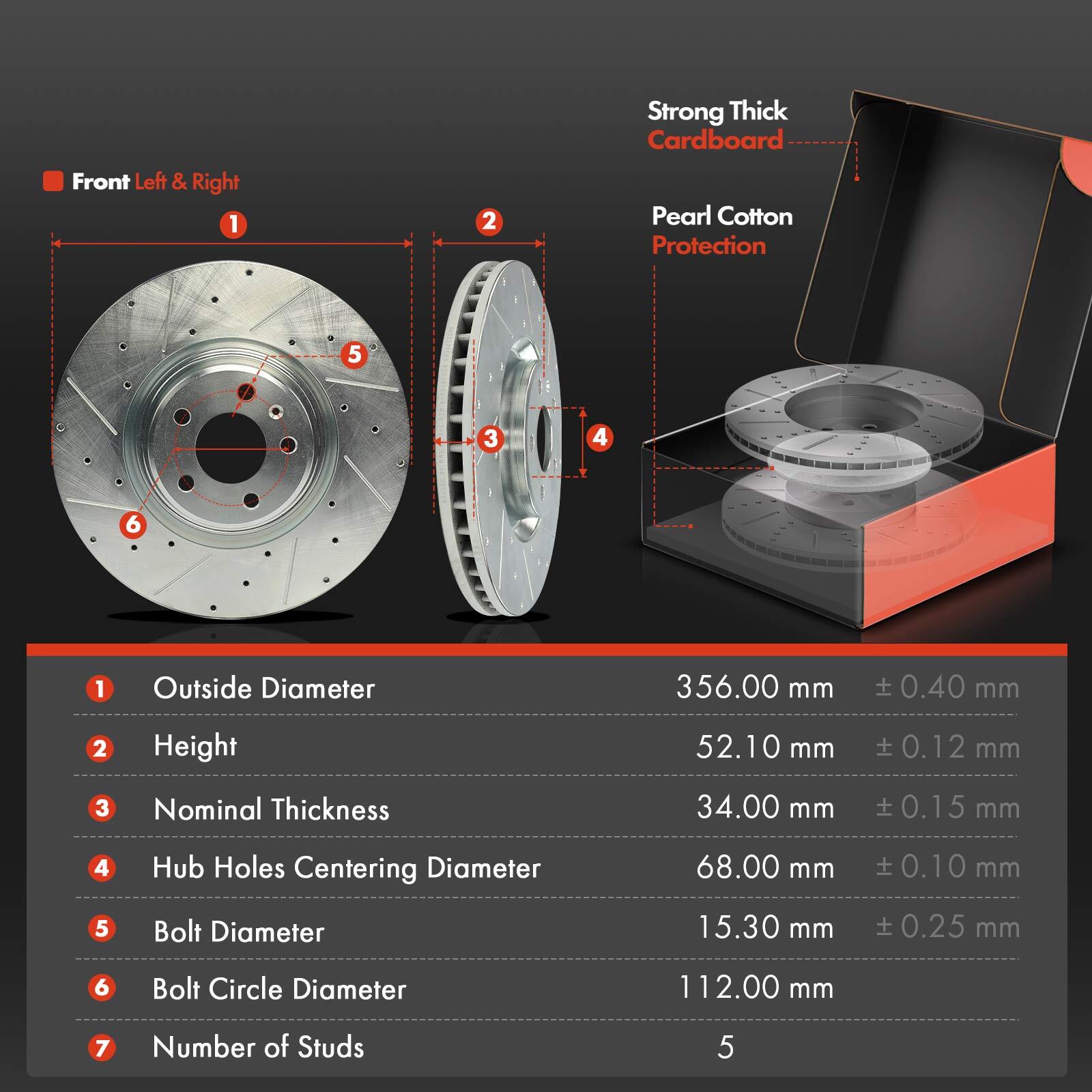 6x Front Drilled Rotors & Ceramic Brake Pad for Audi A6 Quattro A7 ...