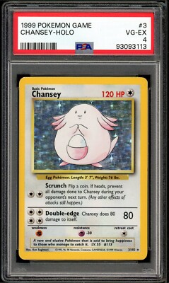 PSA 4 Base Set Unlimited Chansey Holo 3/102 HOLO BLEED Pokemon Cards ...