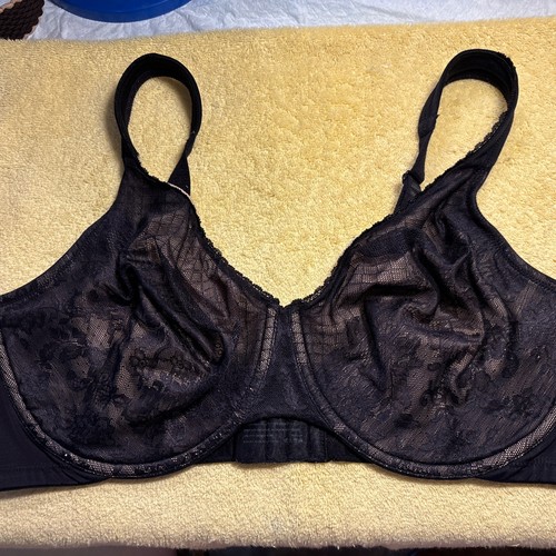 Curvation Women Bra 42D Black Stretch Lace on Nud Full Figure Coverage ...