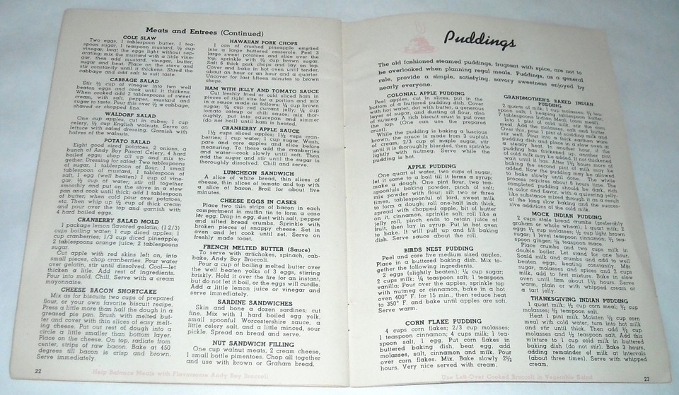 Vintage ANDY BOY Old New England Recipes COOKBOOK D’Arrigo Boston MA M ...