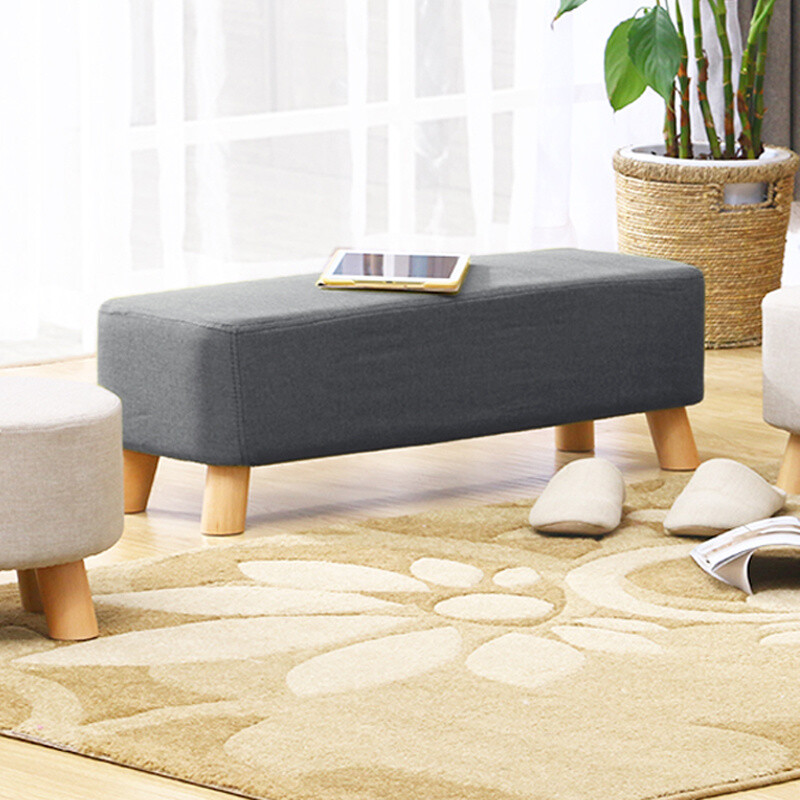 Padded Large Footstool Ottoman Rectangle Square Pouffe Bench Stool Wood ...