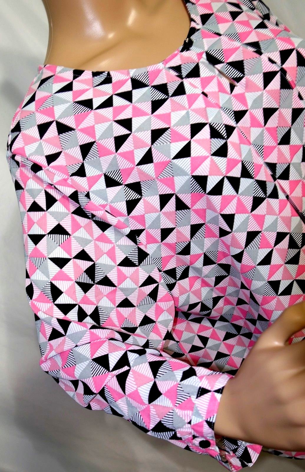 N Touch Women Plus 1x 2x Pink White Black Elegant Chiffon Tunic Top ...