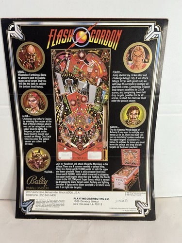 Flash Gordon Bally Pinball Foldout Flyer / Brochure / Ad | eBay
