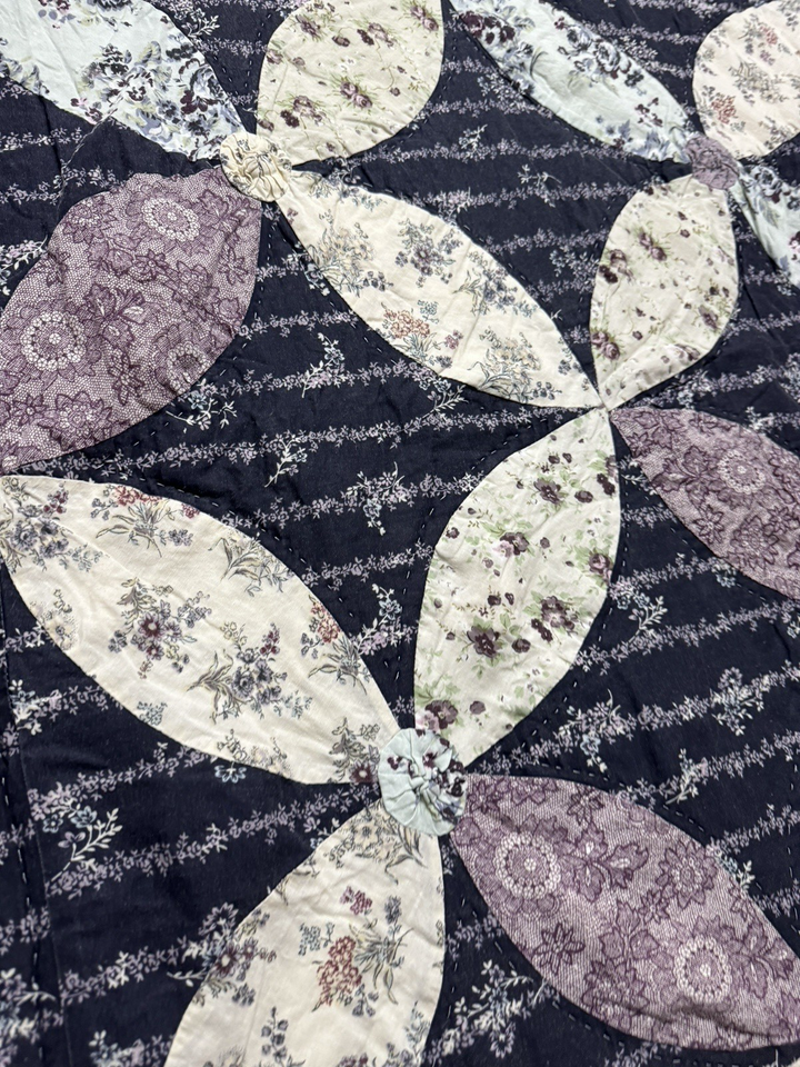 Vintage Country Living Orange Peel Patchwork Quilt & 2 Shams 99x86 ...