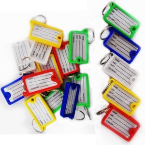 Assorted Colors Plastic ID Tags Name Card Label Key Ring | eBay
