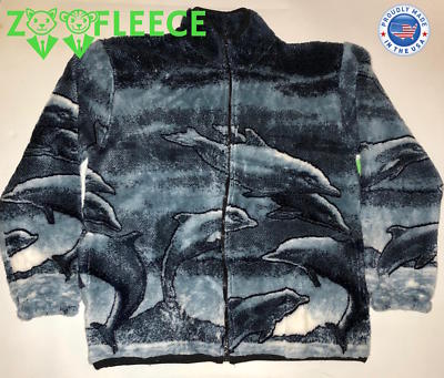 ZooFleece Blue Dolphins Smart Berber Fleece Jacket Animal Unisex ...