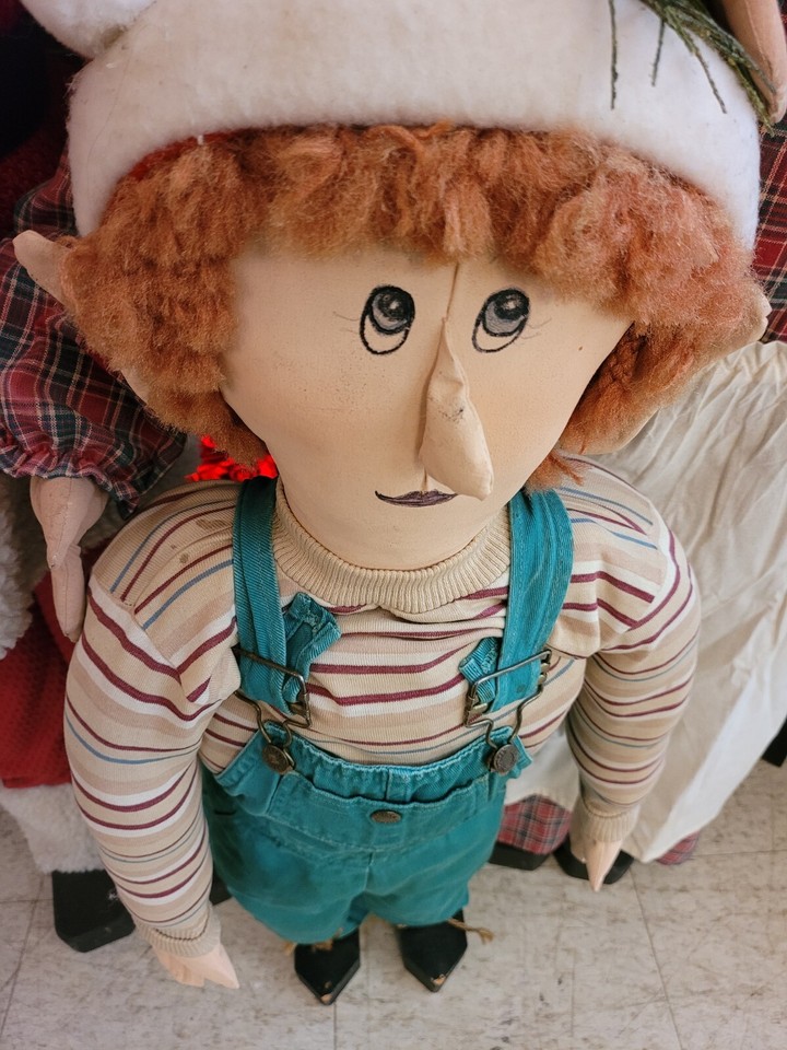 Life Size Folk Art Santa Ms. Clause And Elf figurine statue Christmas ...