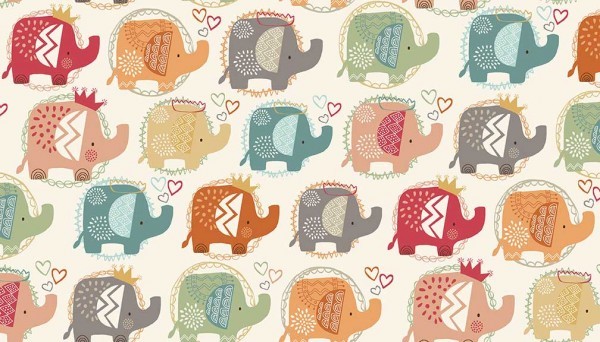 Ellie Elephants Fabric Elephant Remnant 100 Cotton Makower 2066 T for ...
