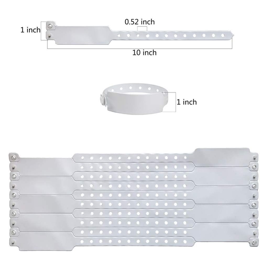 100 Pcs White Plastic Wristbands 100 Pcs Identification Bands Hospital ...