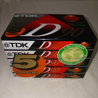 TDK D90 High Output 5 Pack Cassette Tapes New Sealed IECI TYPE I NORMAL ...