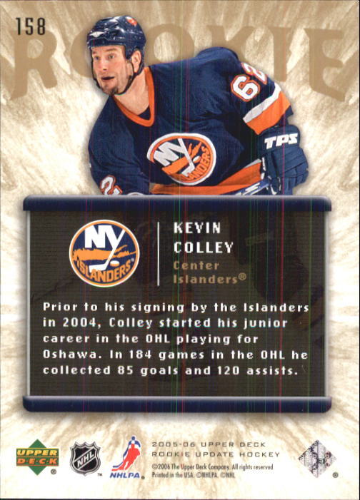 2005-06 Upper Deck Rookie Update #158 Kevin Colley RC /1999 - NM-MT | eBay