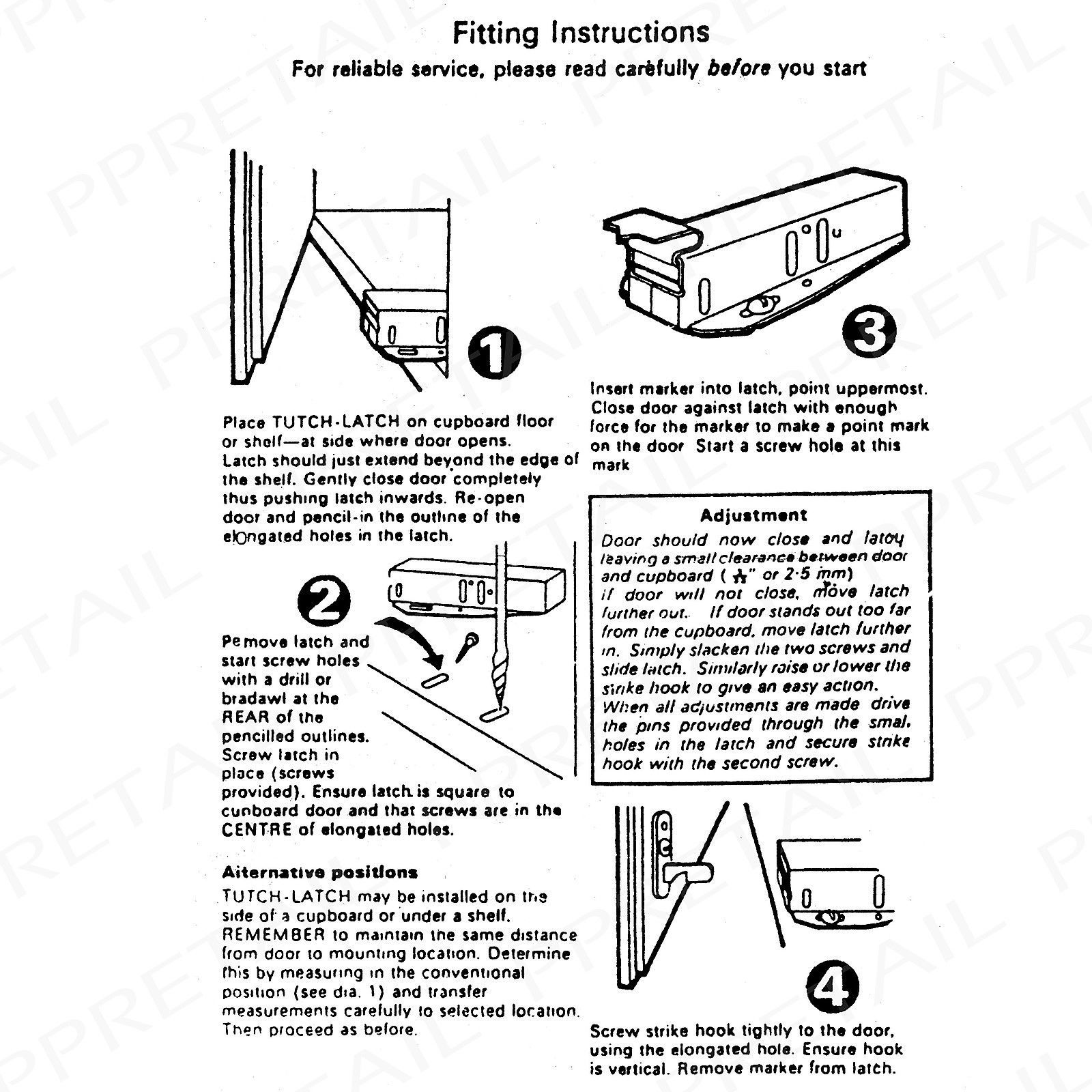 Loft Door Lock Touch Catch ~SURFACE MOUNTED~ Hatch Push Attic/Cupboard ...
