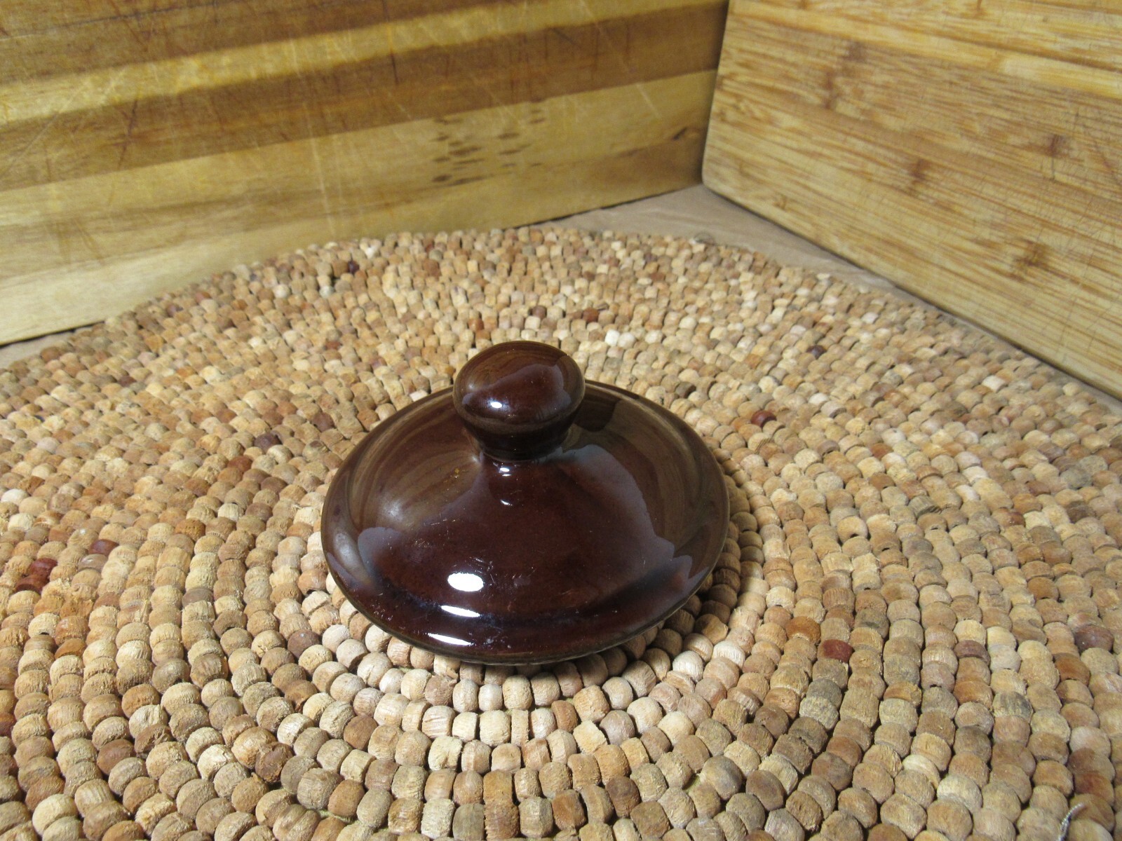 Stoneware Mini Crock with Lid and Side Handle 4 1/2" tall Brown and Tan ...