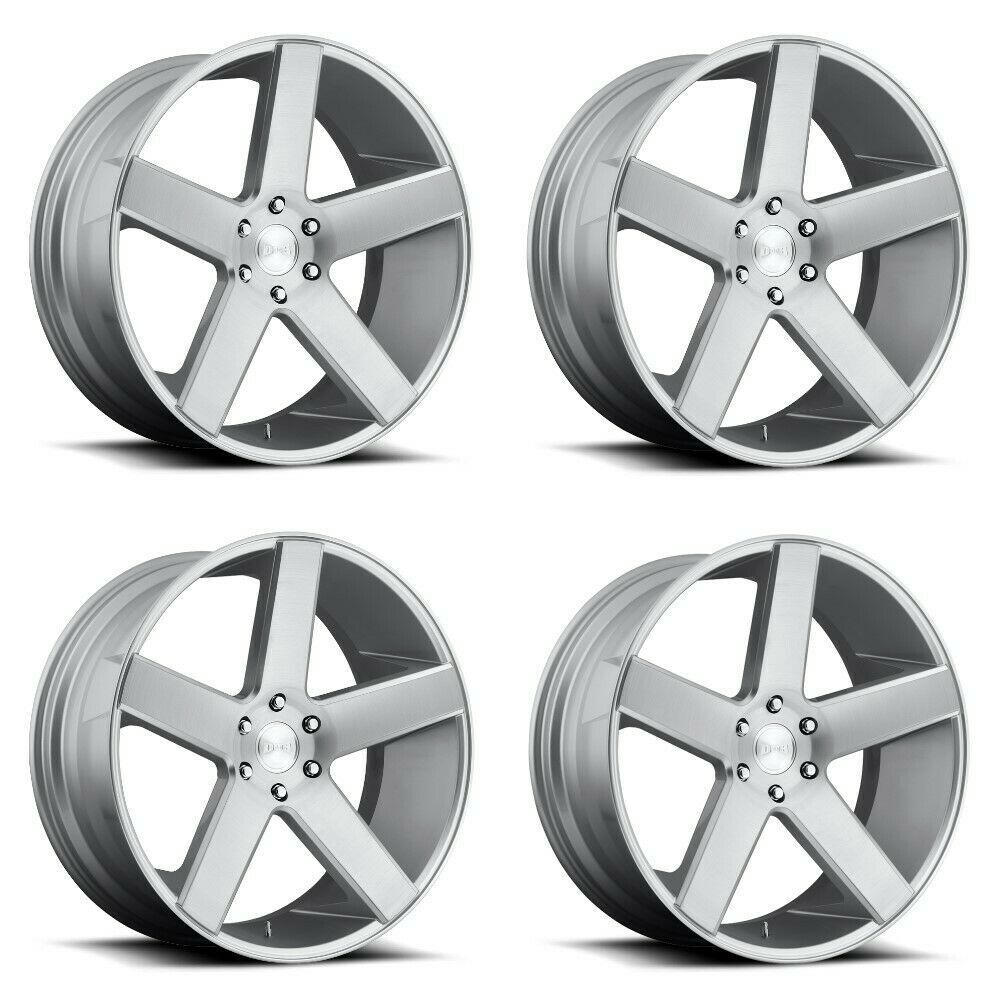 Set 4 DUB S218 Baller 26x10 6x5.5 Gloss Silver Brushed Wheels 26" 20mm ...