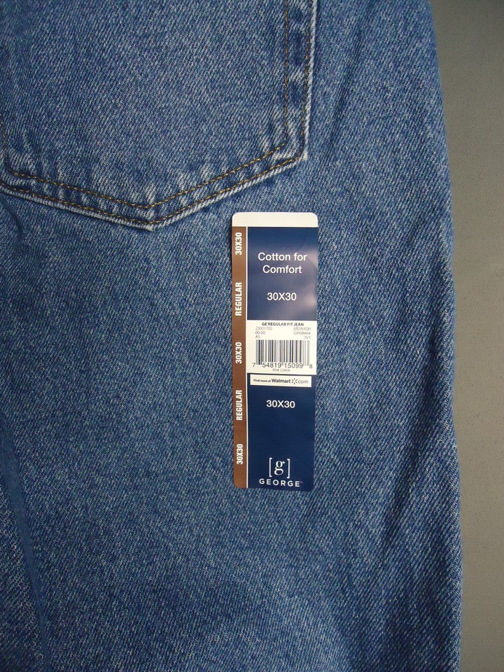 George Regular Fit Straight Leg Medium Wash Denim Jeans Mens Size 30x30 ...