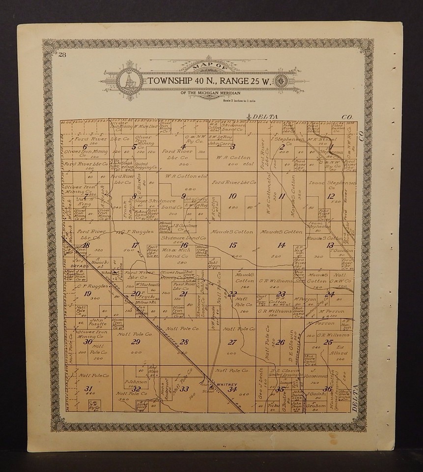 Michigan Menominee County Map Harris Township Dbl Side 1912 K17#82 | eBay
