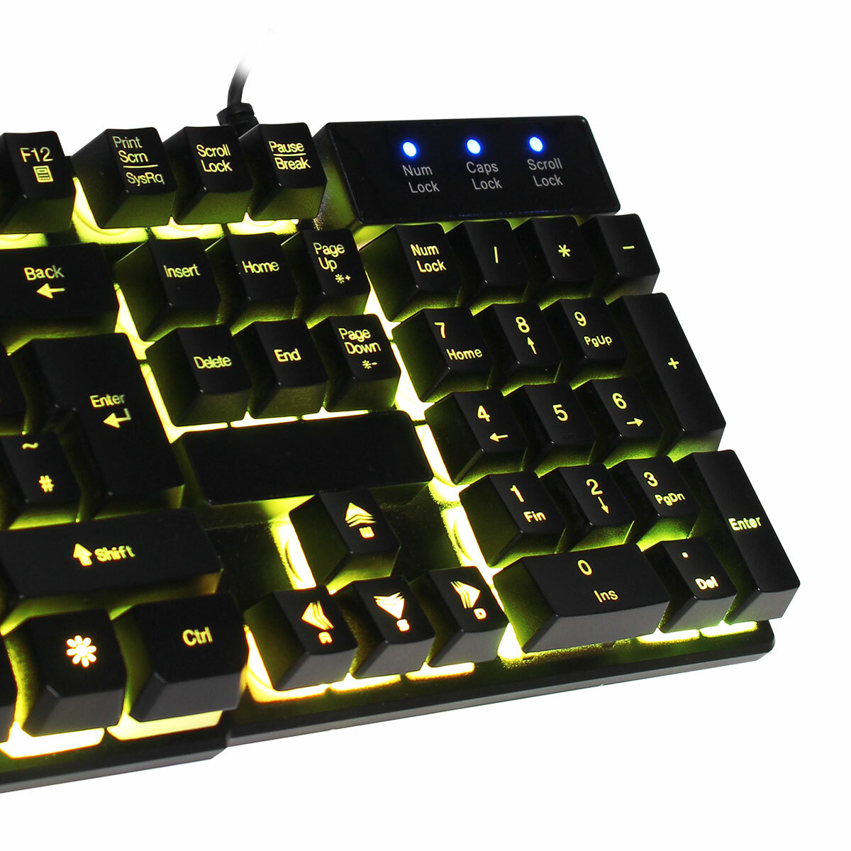 RGB LED Gaming Keyboard USB Wired 7 Color Illuminated Backlit Blue/Red ...