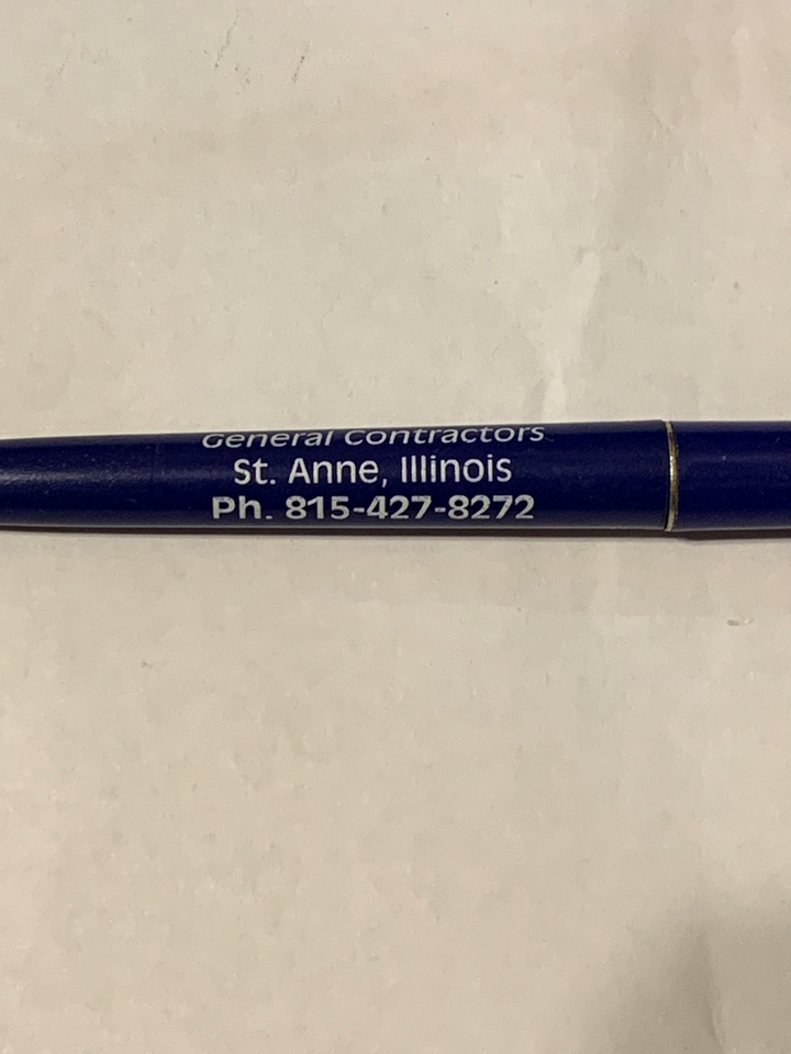 BLUE LAURENT LUMBER CONTRACTOR ST. ANNE ILL Advertising Ballpoint Pen ...